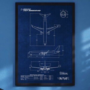 Boeing B737-900ER (B737-900 NG) Blueprint Vertical | Premium Wall Art ...