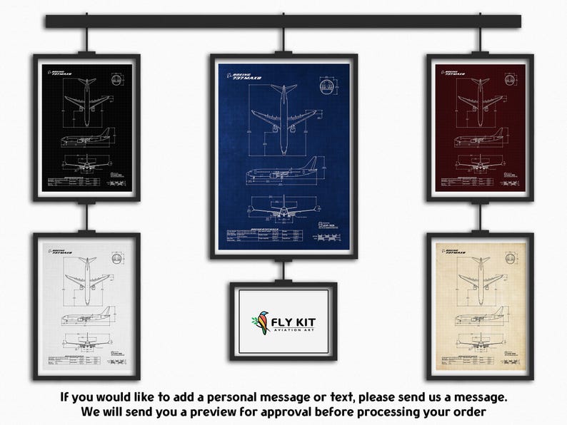 Boeing B737 MAX 8 Blueprint Poster Vertical | Aviation Wall Art - Etsy ...