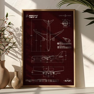 Boeing B787-9 Blueprint Poster Vertical | Aviation Wall Art - Etsy