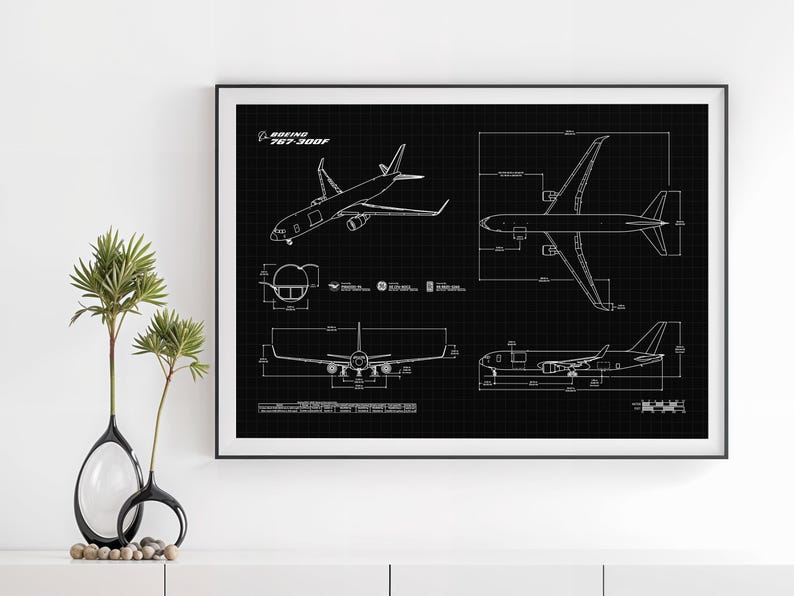Boeing B767-300F Blueprint Poster Horizontal | Aviation Wall Art - Etsy