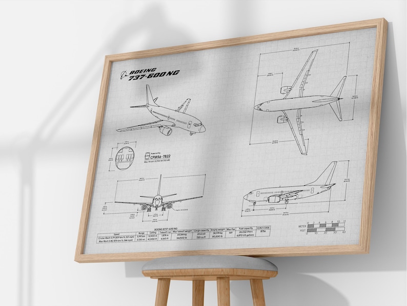 Boeing B737-600 Blueprint Poster Horizontal | Aviation Wall Art - Etsy ...