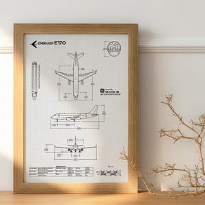 Embraer E170 Blueprint Poster Vertical | Aviation Wall Art - Etsy