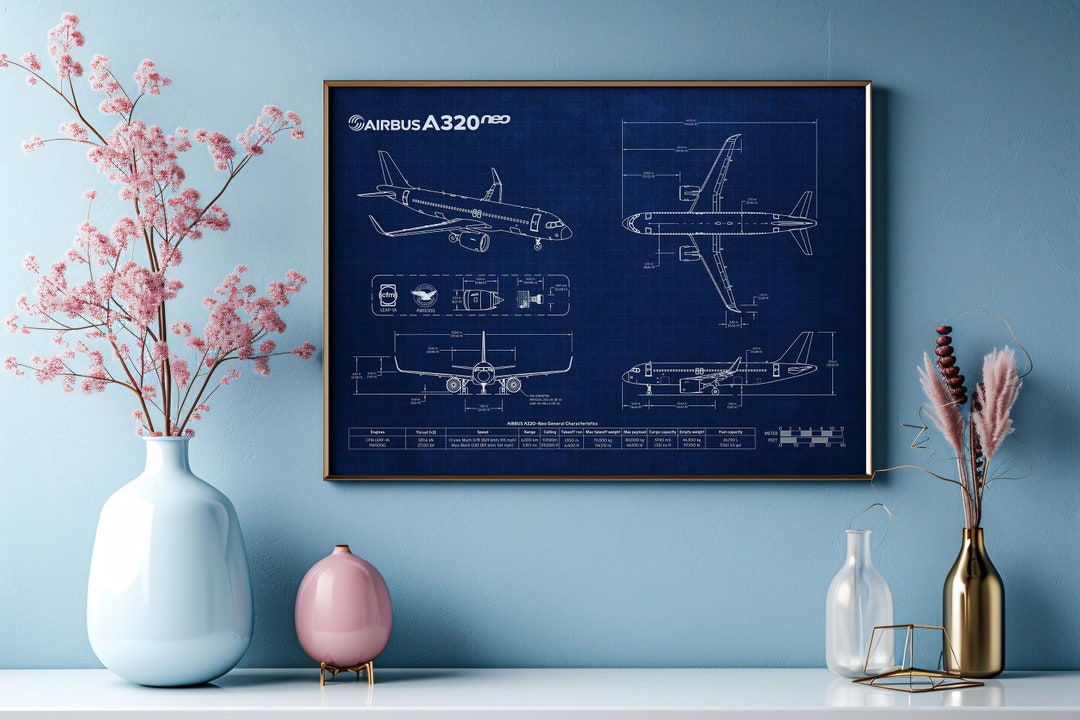 Airbus A320 Neo Horizontal Blueprint Premium Matte Paper Poster - Etsy