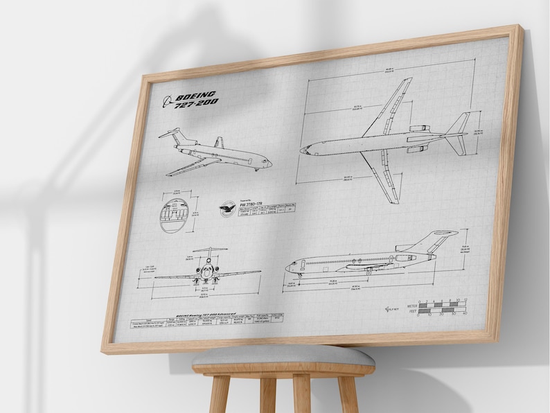Boeing B727-200 Blueprint Poster Horizontal | Aviation Wall Art - Etsy