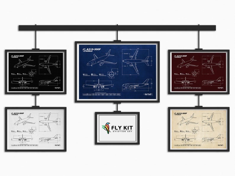 Airbus A310-300F Blueprint Poster Horizontal | Aviation Wall Art - Etsy