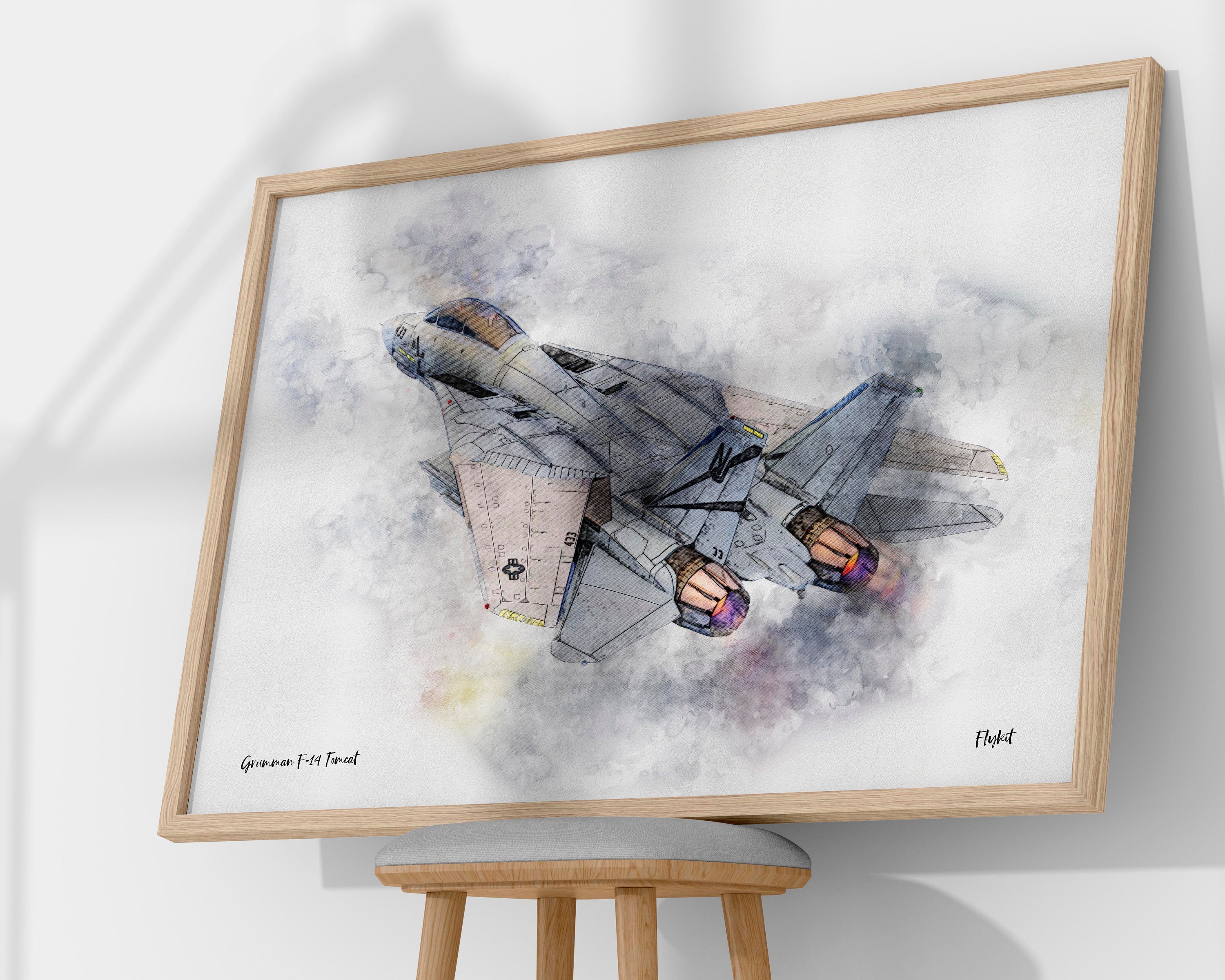 Grumman F-14 Tomcat Afterburner Watercolor Art Print | Fighter Jet Wall ...