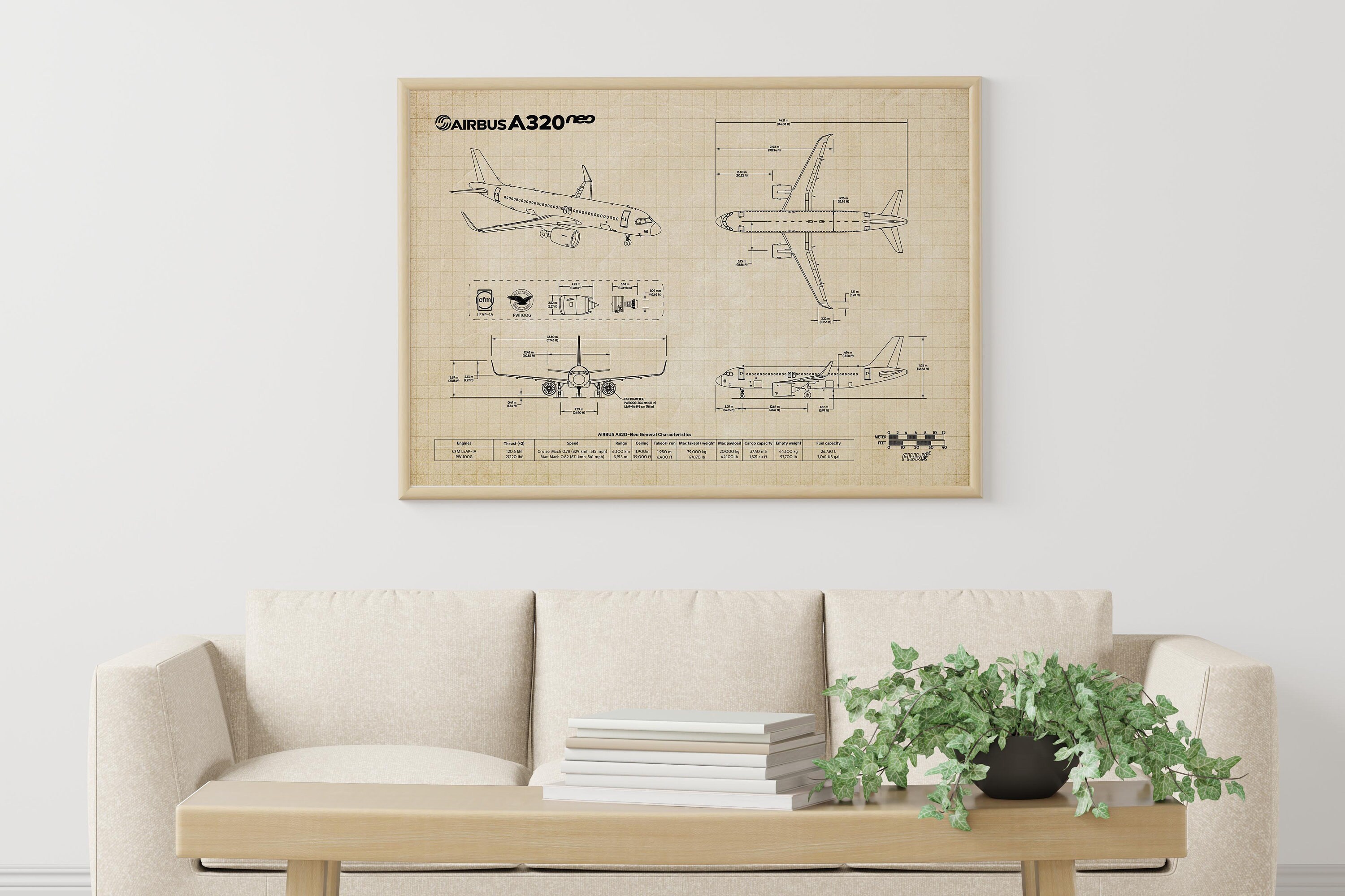 Airbus A320 Neo Horizontal Blueprint Premium Matte Paper Poster - Etsy