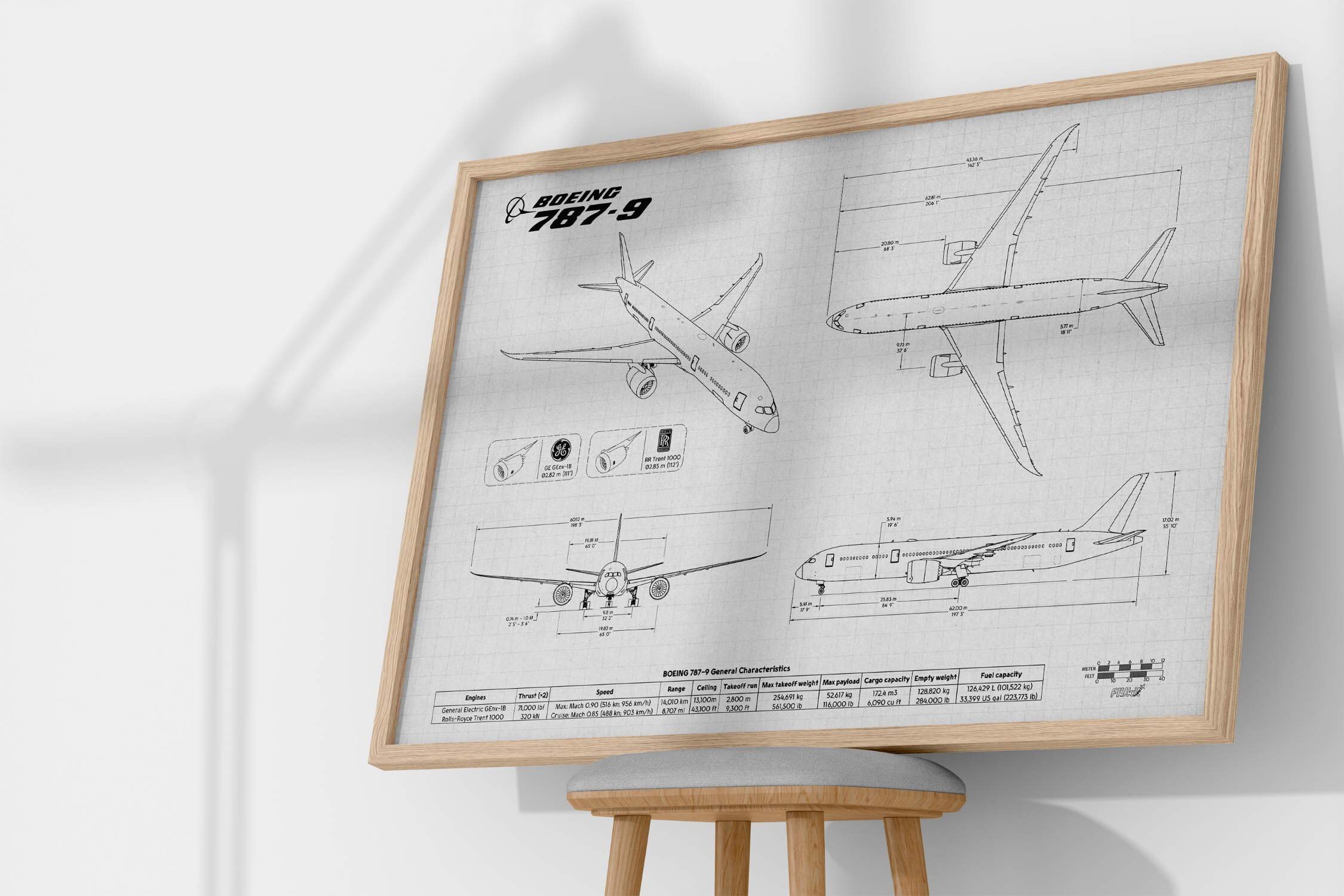 Boeing B787-9 Horizontal Blueprint Premium Matte Paper Poster - Etsy
