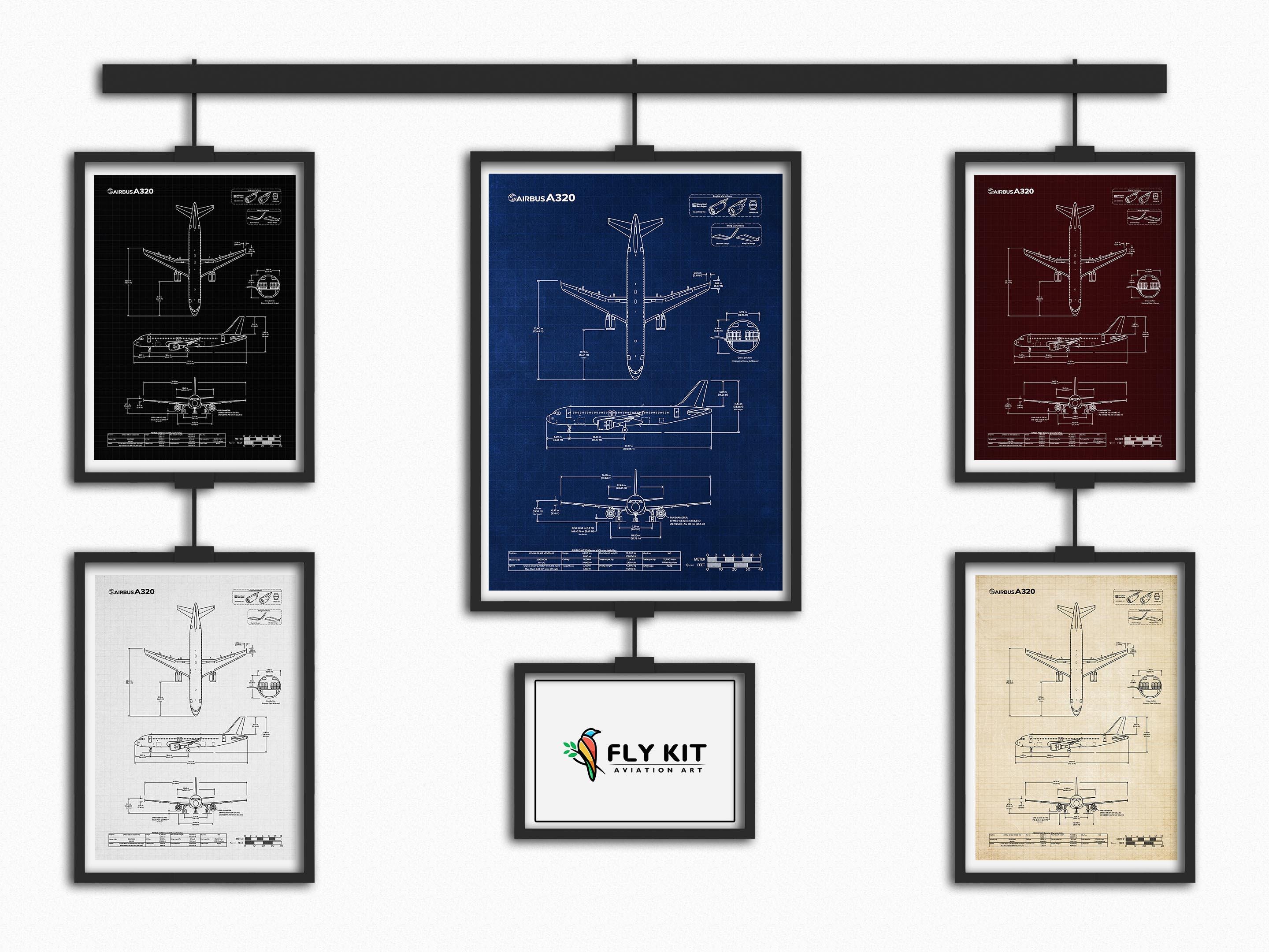 Airbus A320 Blueprint Poster Vertical | Aviation Wall Art - Etsy