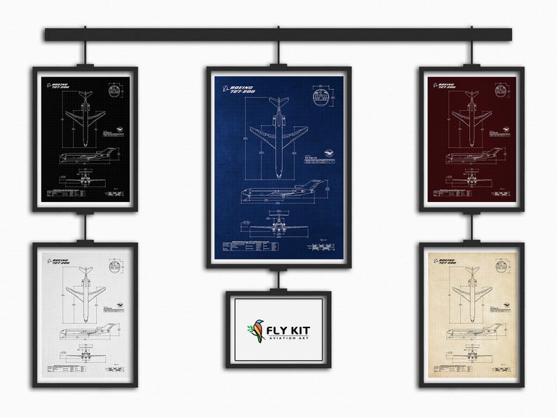 Boeing B727-200 Blueprint Poster Vertical | Aviation Wall Art - Etsy