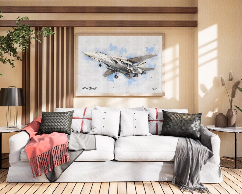 Grumman F-14 Tomcat Navy Watercolor Art Print | Fighter Jet Wall Art ...