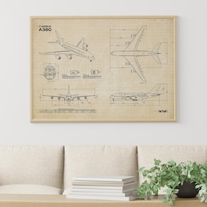 Airbus A380-800 Blueprint Poster Horizontal | Aviation Wall Art - Etsy