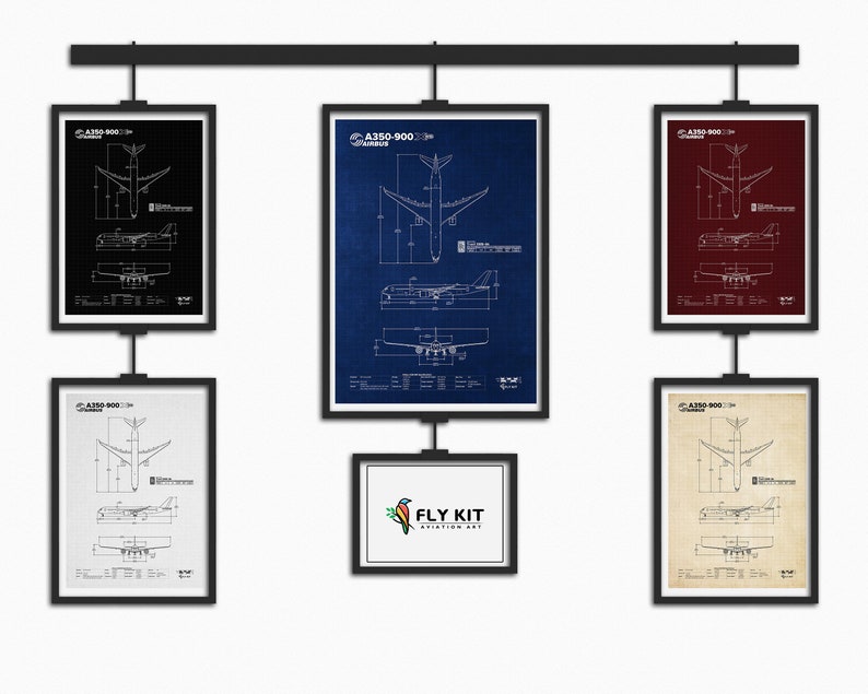 Airbus A350-900 XWB Vertical Blueprint Premium Matte Paper Poster - Etsy