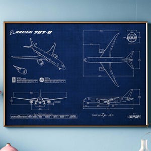 Boeing B787-8 Blueprint Poster Horizontal | Aviation Wall Art - Etsy