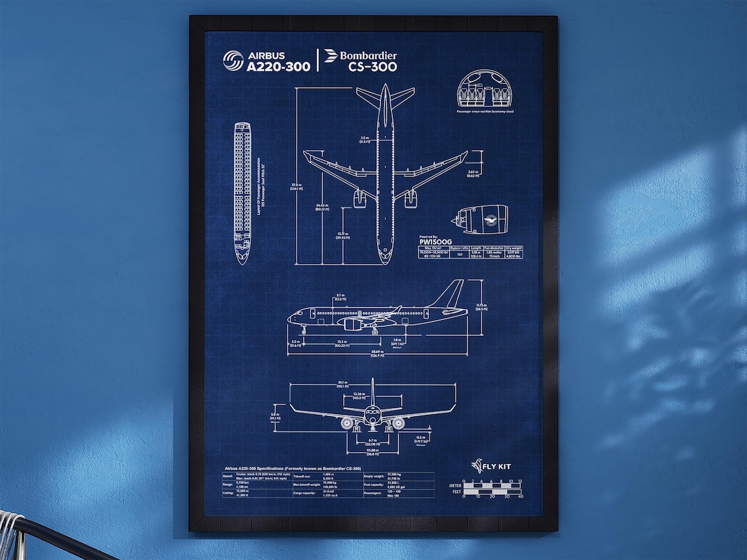 Airbus A220-300 Vertical Blueprint Premium Matte Paper Poster - Etsy