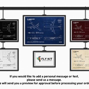 Airbus A340-600 Horizontal Blueprint Premium Poster Aviation Wall Art ...