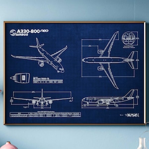 Airbus A330-800neo Blueprint Poster Horizontal | Aviation Wall Art - Etsy