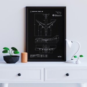 Boeing B747-8 Blueprint Premium Vertical Poster Aviation Wall Art for ...