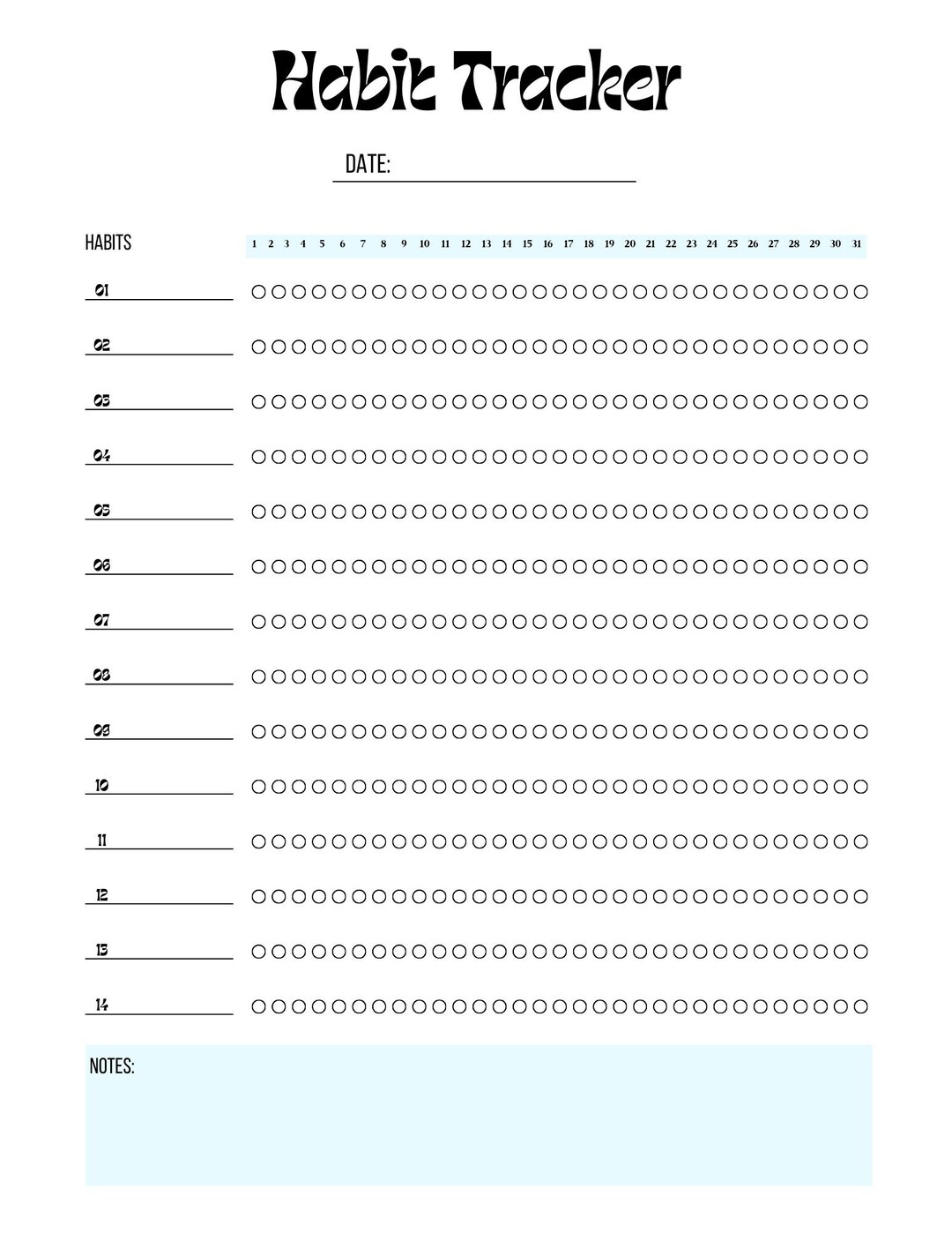 Digital Habit Tracker, Habit Tracker, Minimalist Habit Tracker - Etsy