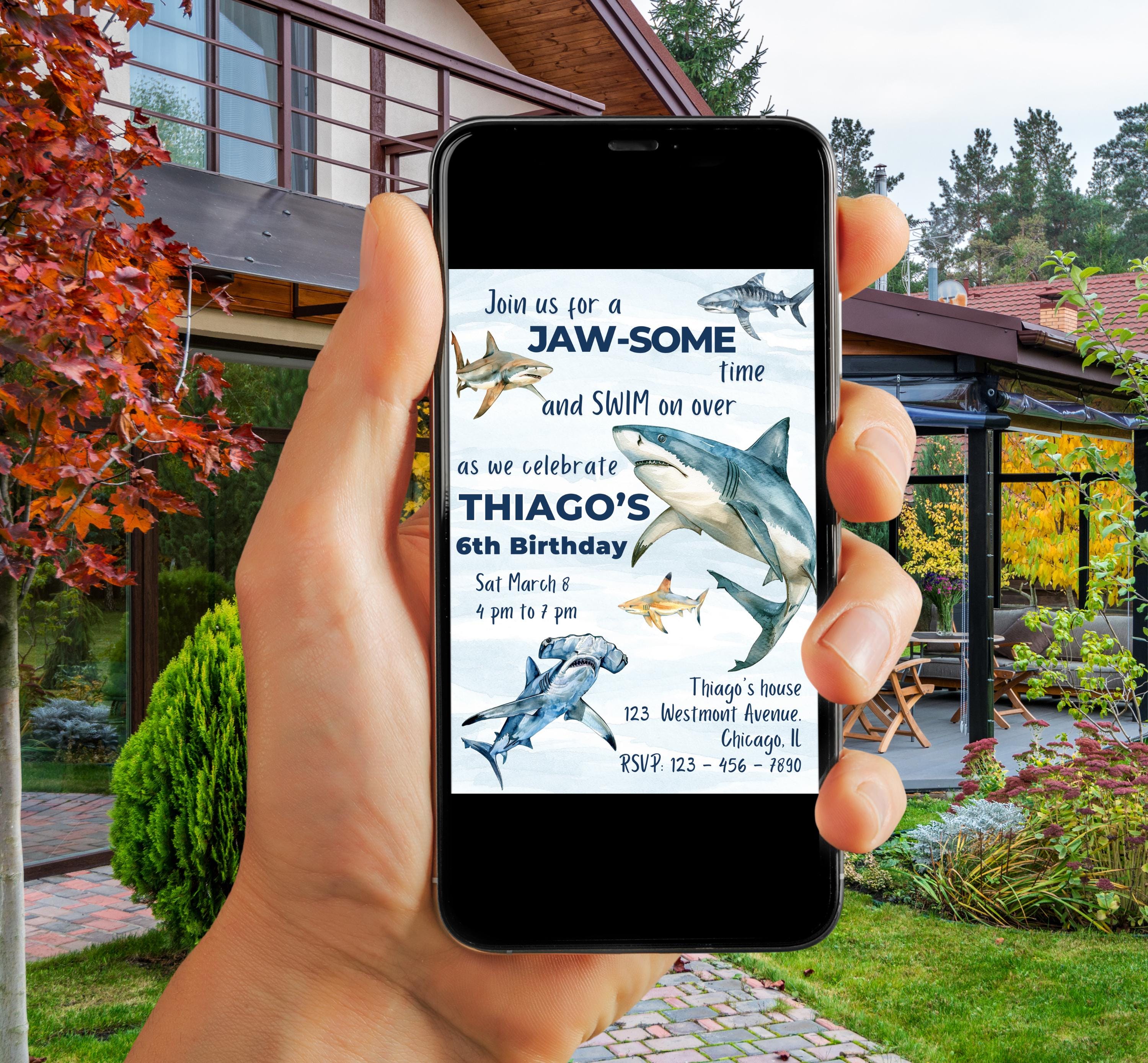 Editable Shark Invitation Shark Party Invite Shark Invite Shark Invites ...