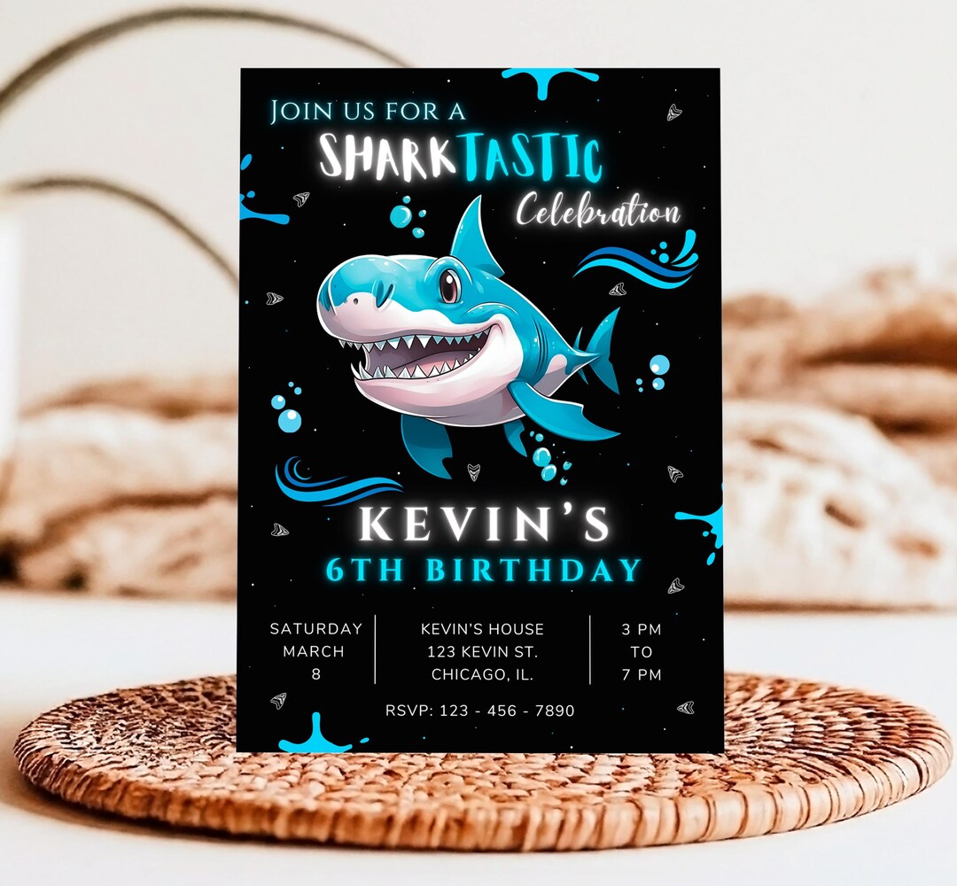 Shark Birthday Invit Birthday Shark Invit Shark Invites Shark Birthday ...