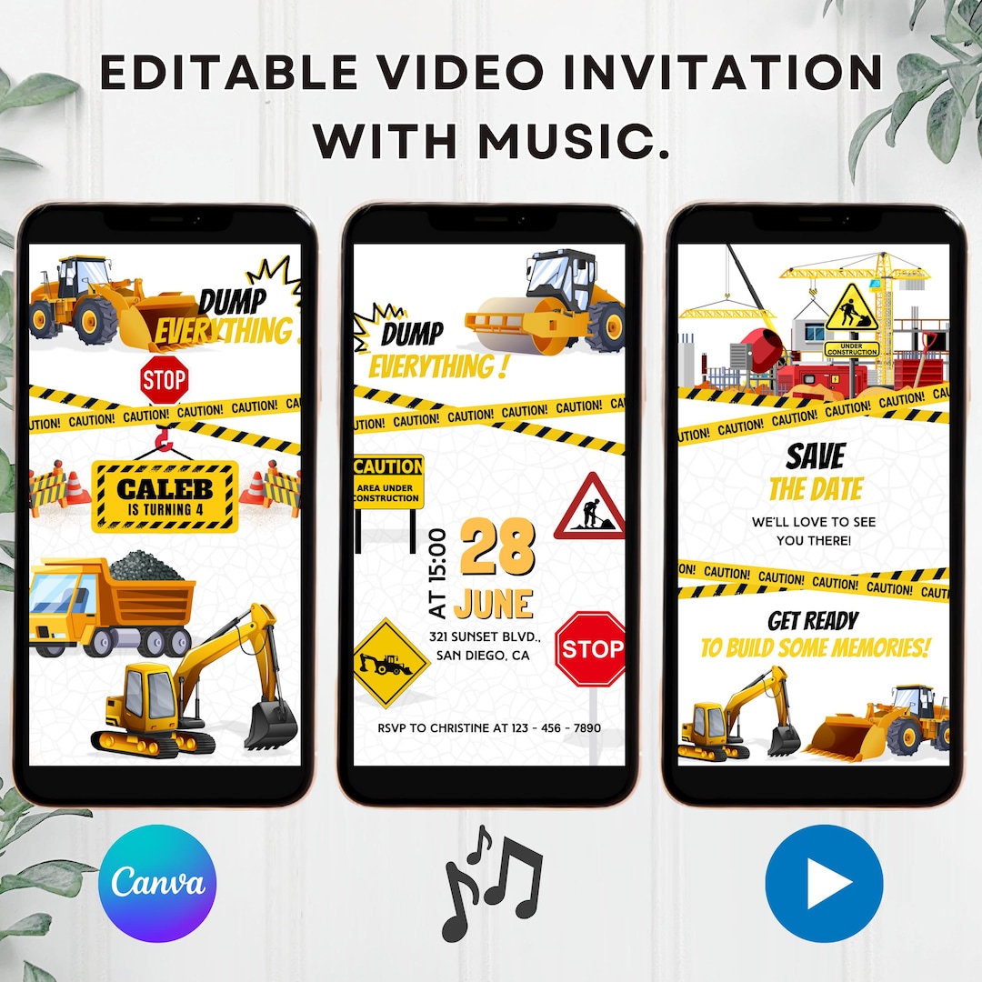 Construction Birthday Invitation, Dump Everything Truck Party Invite ...