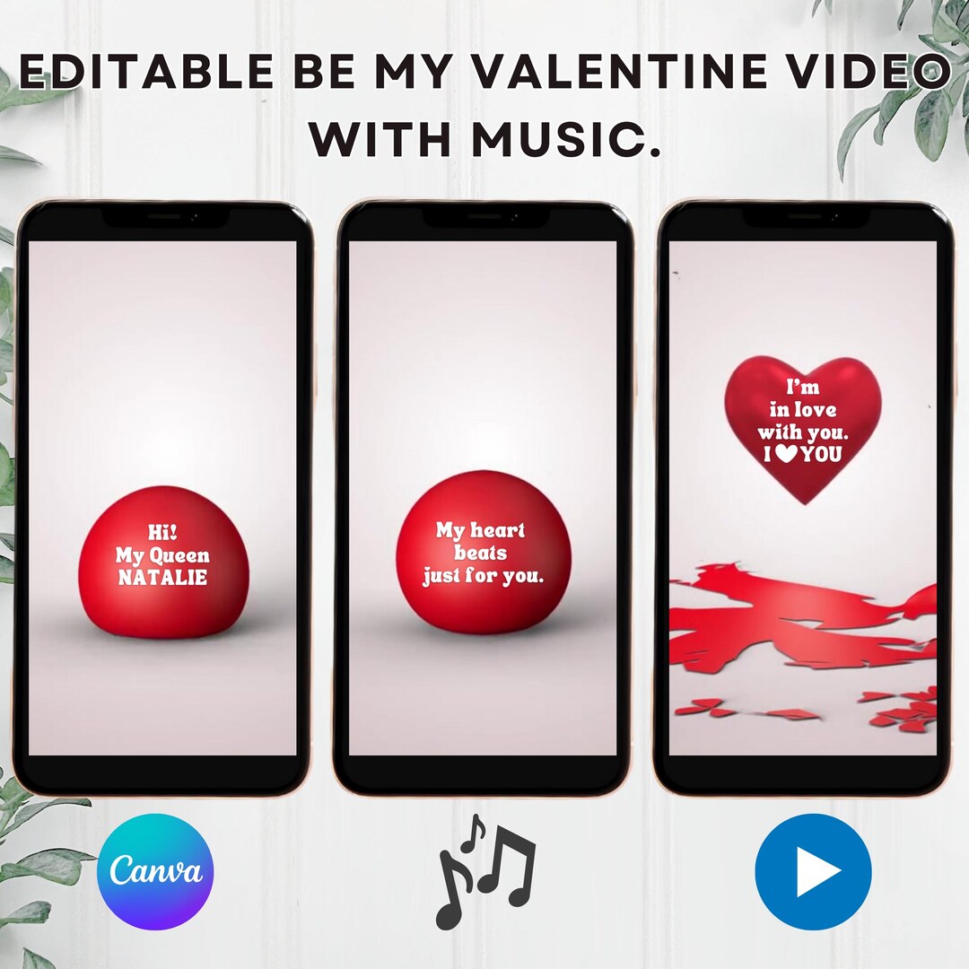 Romantic Animated Be My Valentine, Canva Editable Video Digital ...