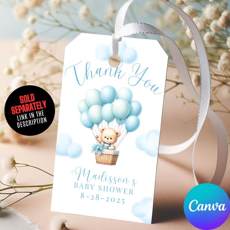 We Can Bearly Wait Teddy Bear Baby Shower Invitation: Hot Air Balloon ...