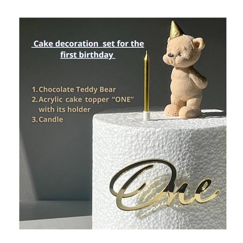 One Candle Topper Bear - Etsy