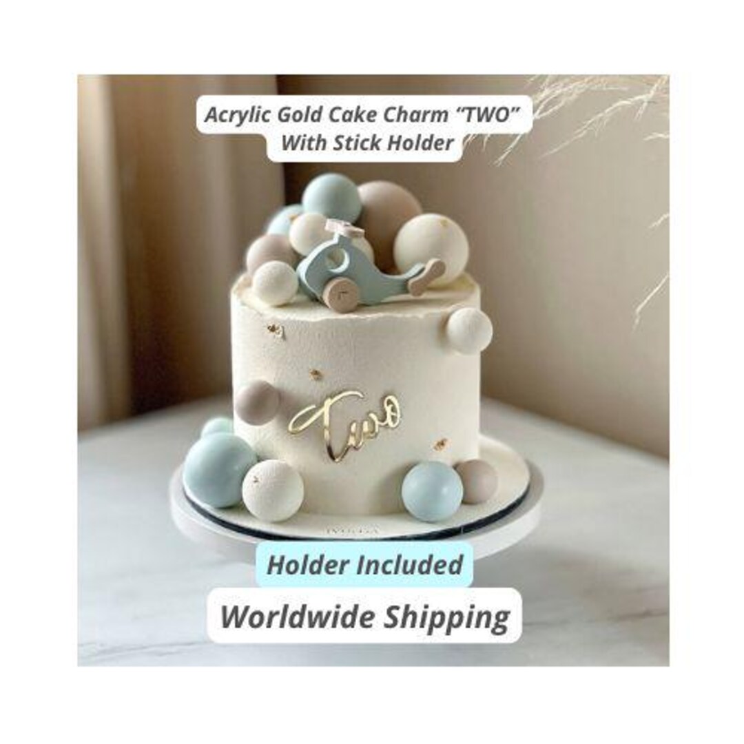 Two Acrylic Cake Topper Charm With Holder for Baby 2nd Second Birthday ...