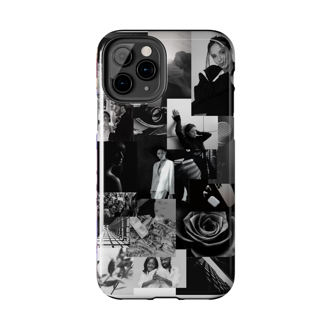 Black N White Modern Mood Board Photo Collage iPhone Case, Collage ...