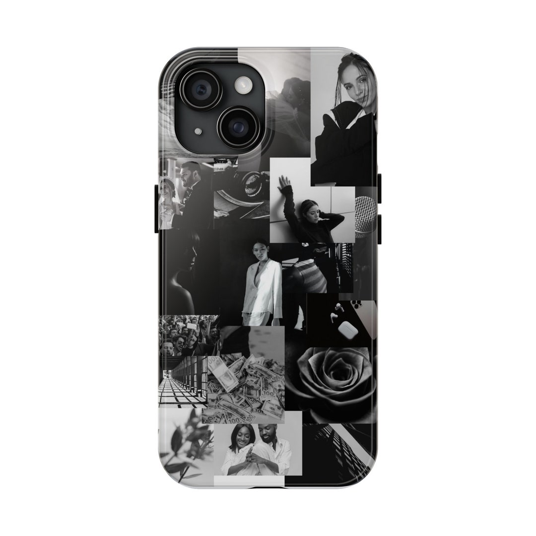 Black N White Modern Mood Board Photo Collage iPhone Case, Collage ...