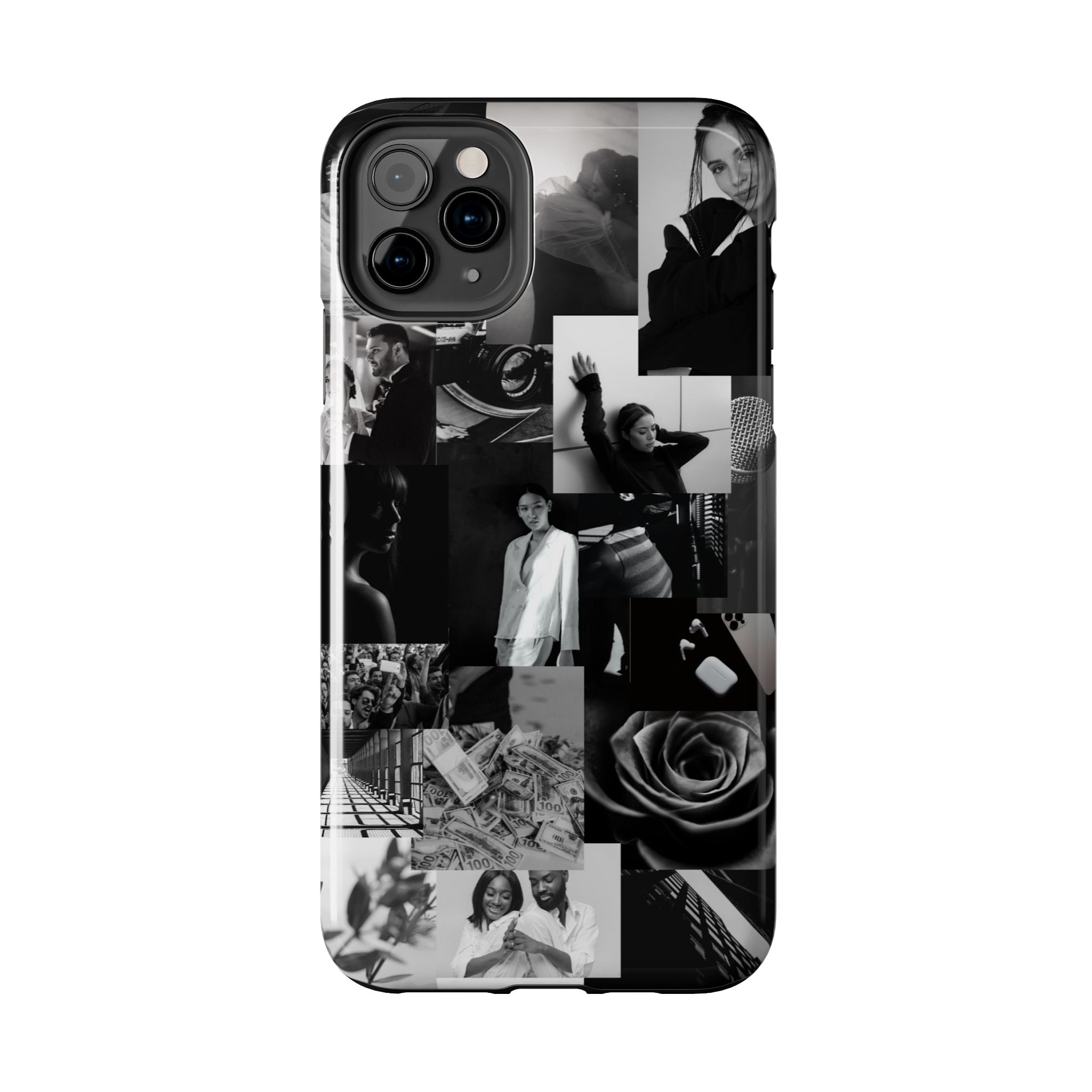 Black N White Modern Mood Board Photo Collage iPhone Case, Collage ...
