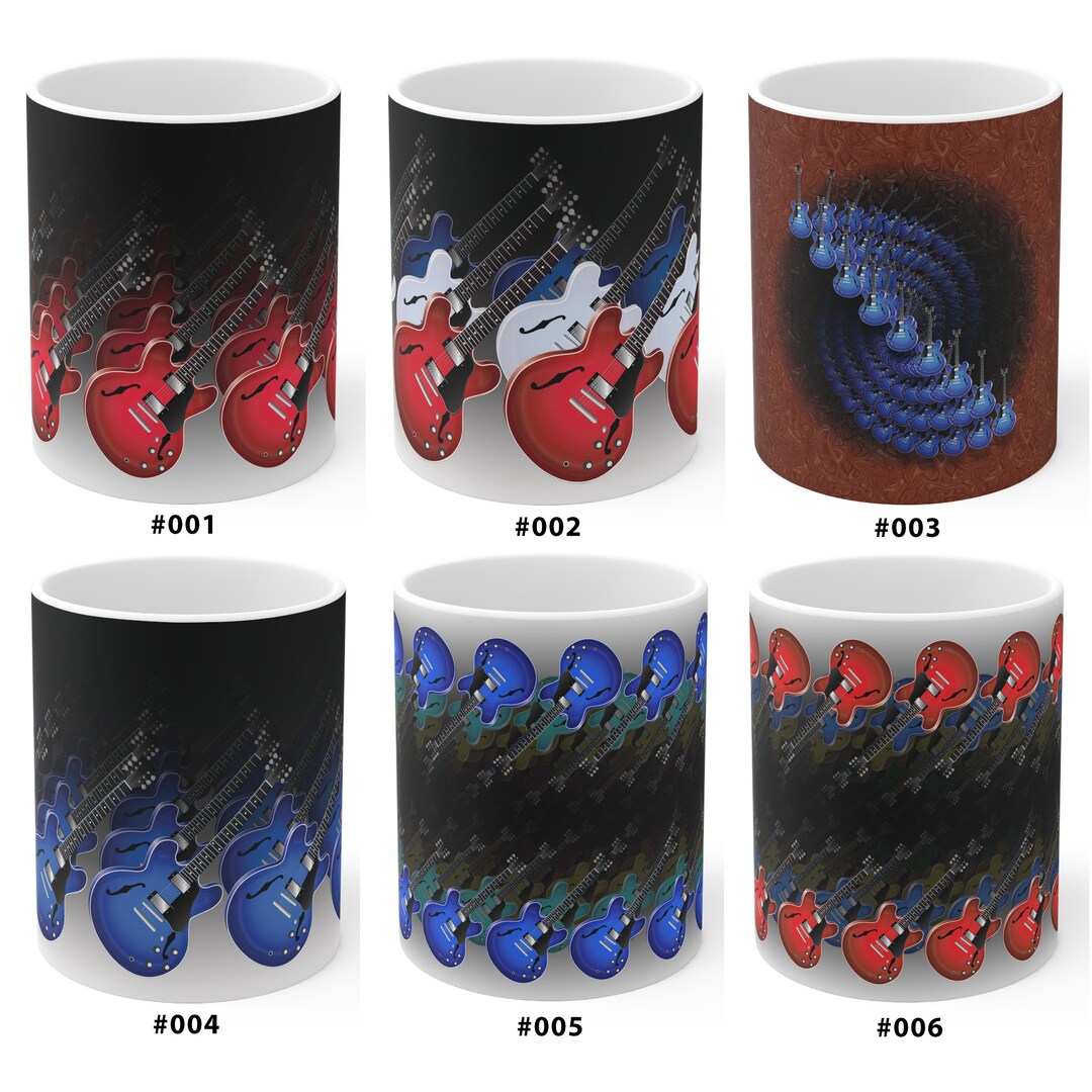 Gibson ES-335 Style Guitar Design Coffee Mugs, Splendor of Repetition ...