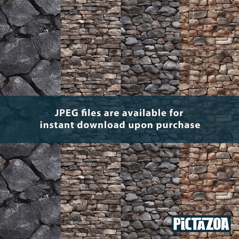 Stone Walls Seamless Digital Patterns, 8 Assorted Hyper-realistic ...