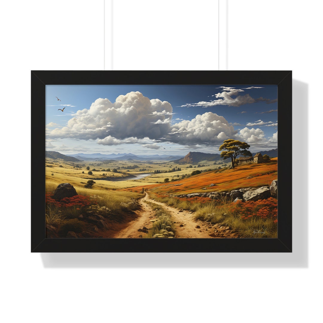 Rural River Valley - Framed Poster - Landscape Wall Art - Stunning ...