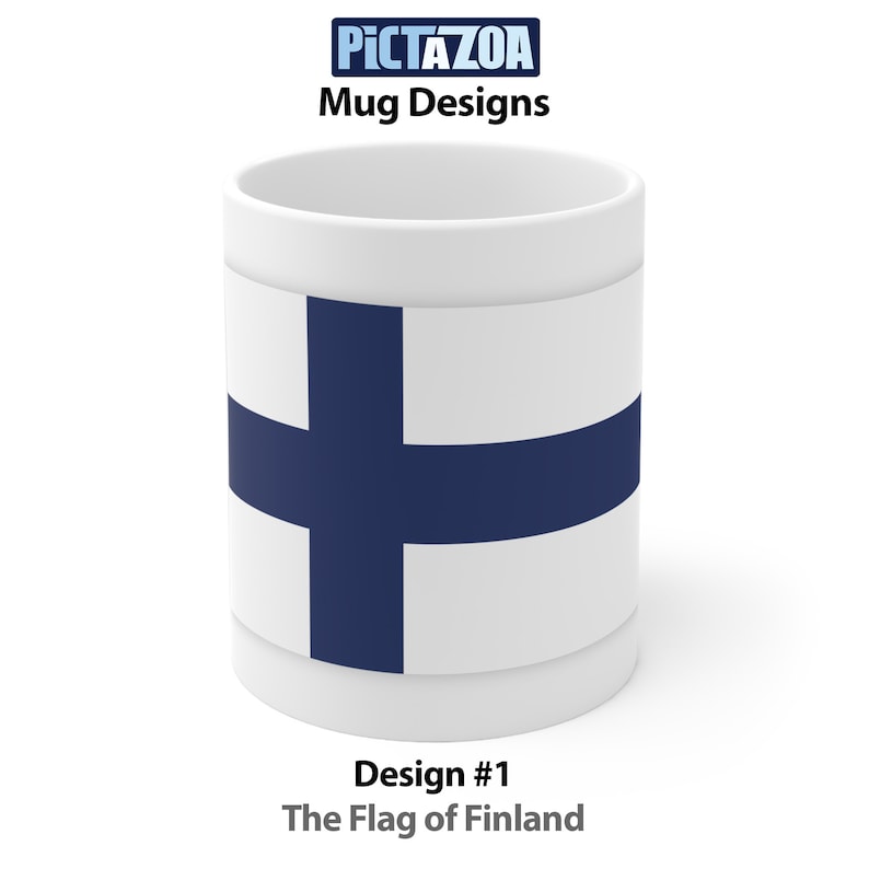 National Flag Mugs - Finland, Denmark, Norway, Sweden, Ceramic 11 Oz ...