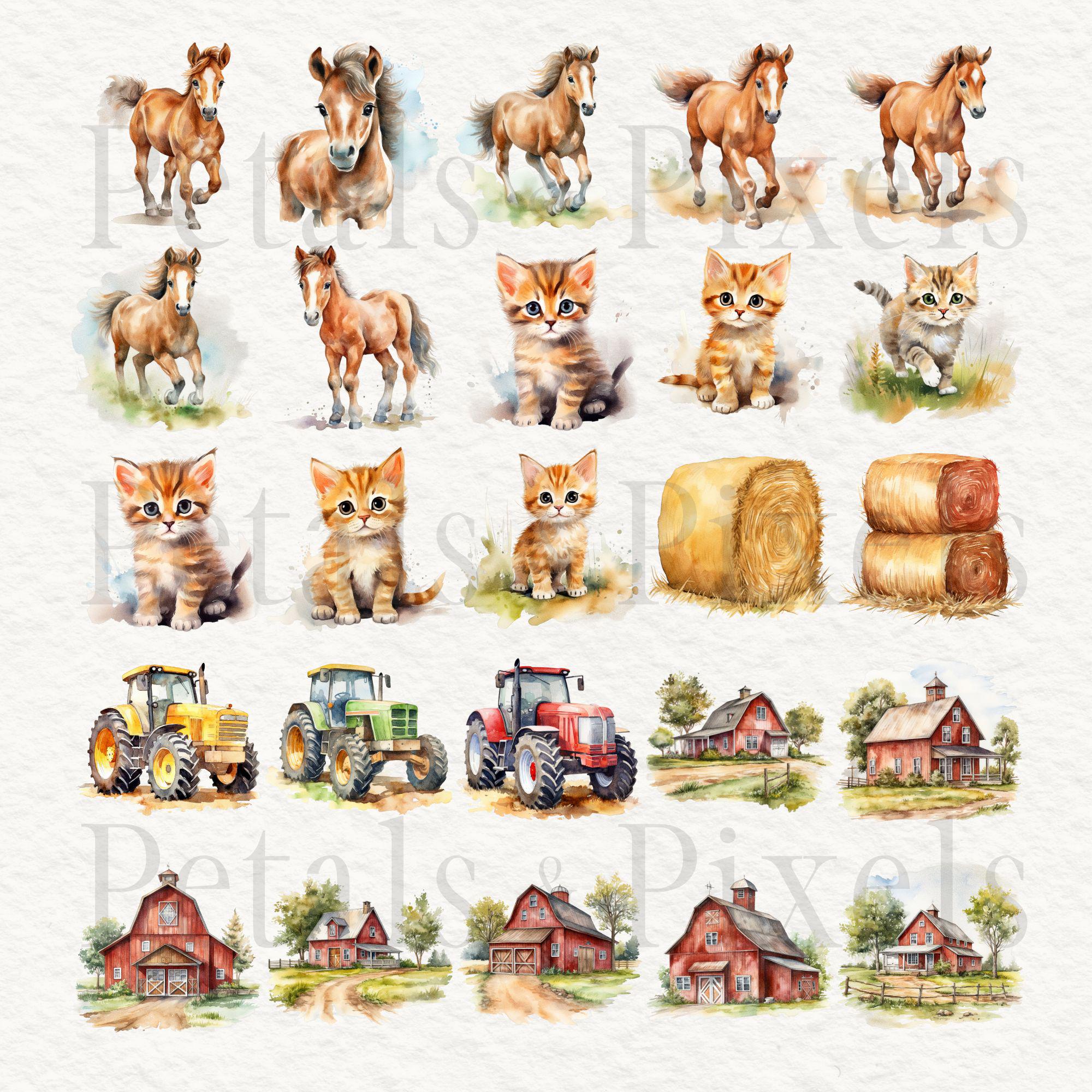 Watercolor Baby Farm Animals Clipart Set (digital Download, 300 DPI ...
