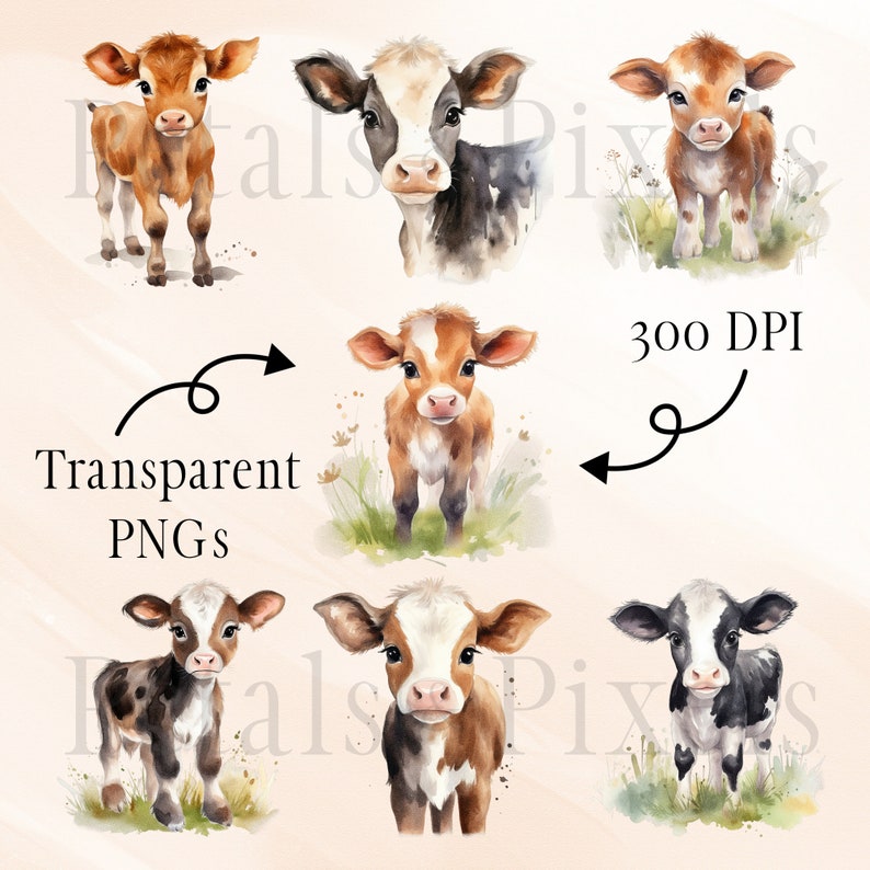 Baby Farm Animals Clipart, Watercolor Clipart, Baby Shower, Birthday ...