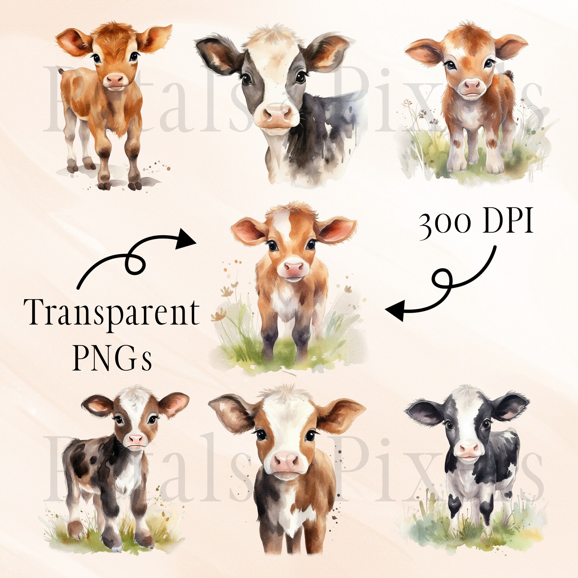 Baby Farm Animals Clipart, Watercolor Clipart, Baby Shower, Birthday ...