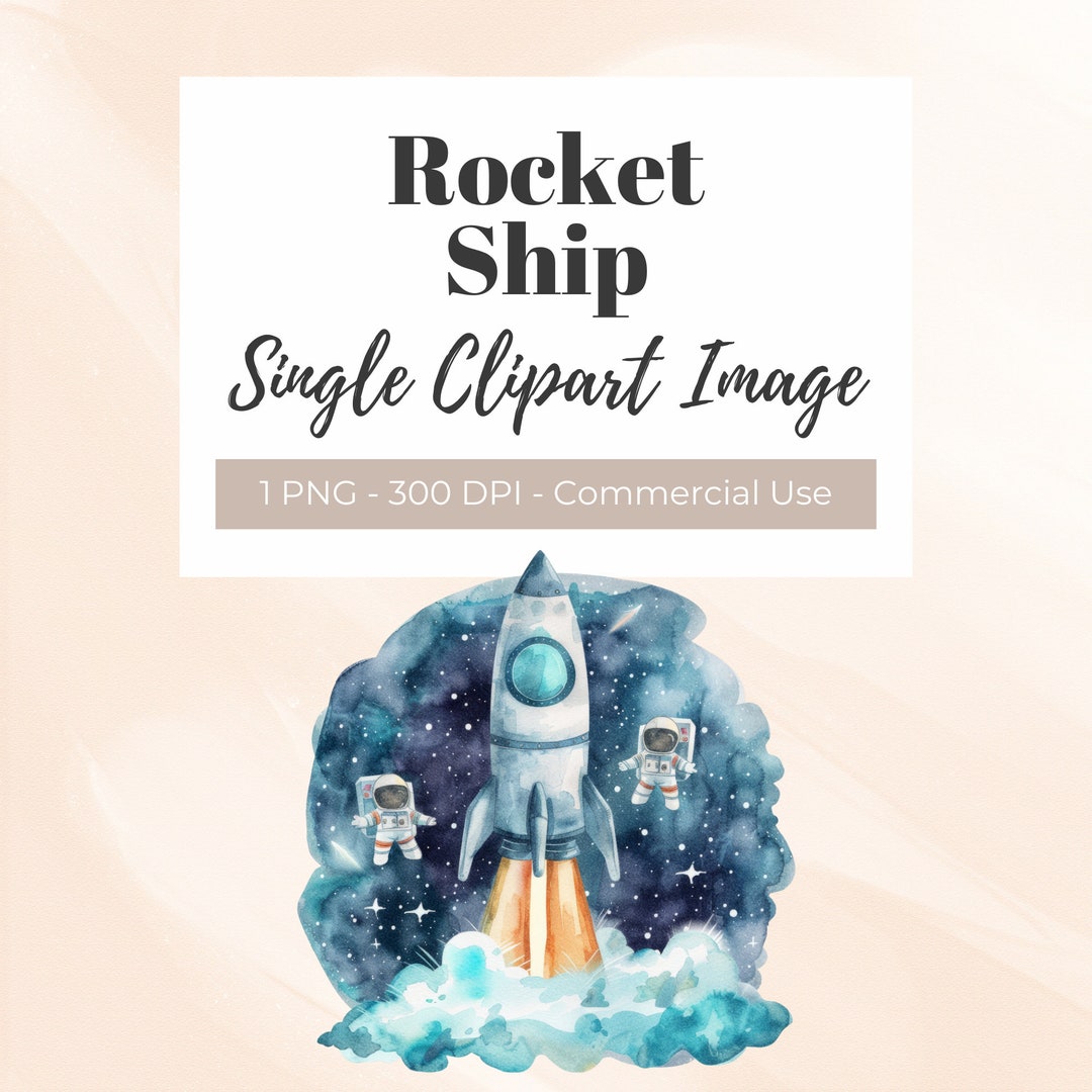 Rocket Ship Clipart, Watercolor Clipart, Space Graphics, Astronaut ...