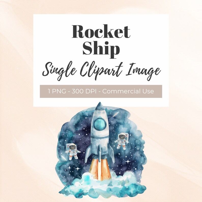 Rocket Ship Clipart, Watercolor Clipart, Space Graphics, Astronaut ...