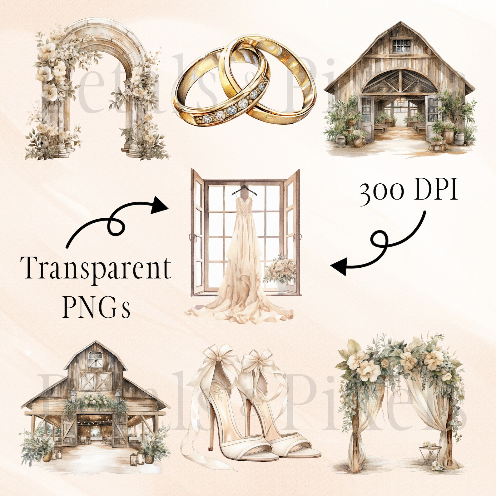 Wedding Timeline Icons Clipart, Watercolor Clipart, Wedding Event Icons ...