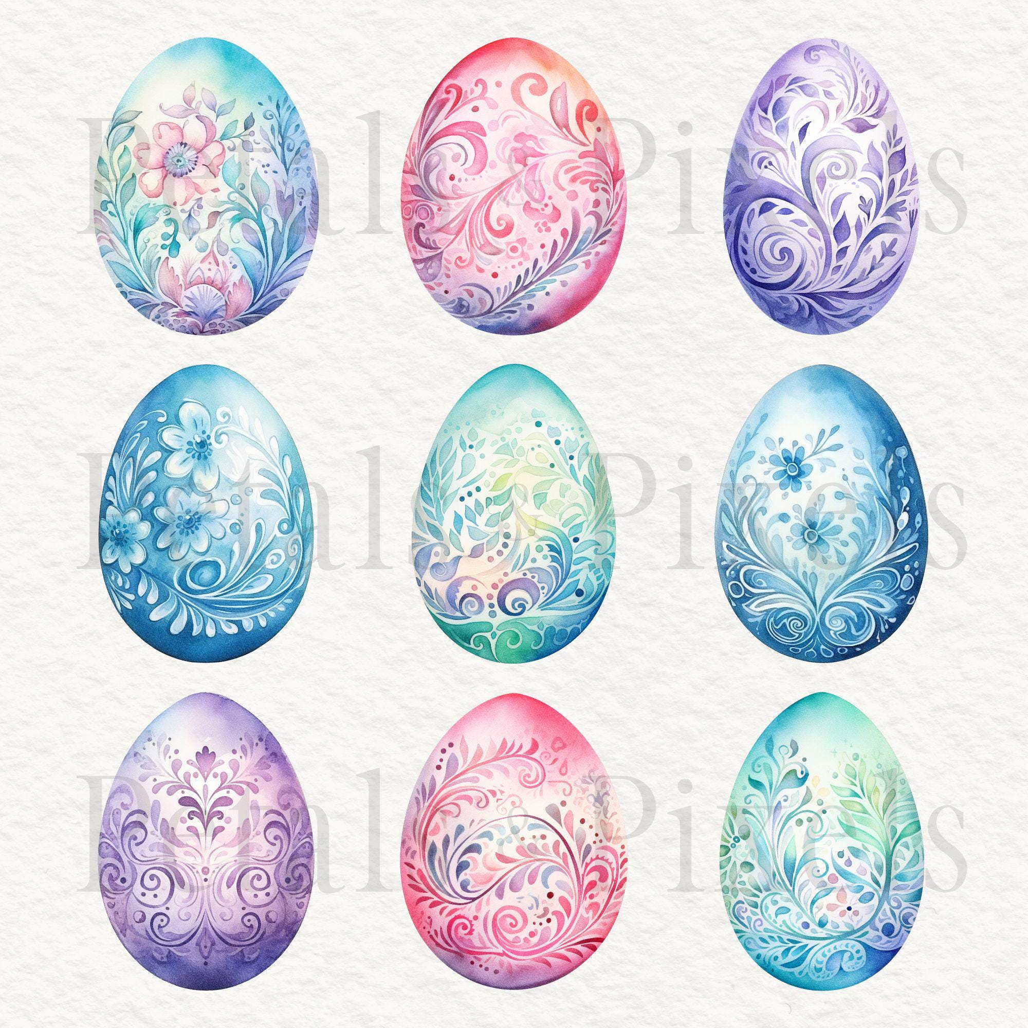 Watercolor Pastel Easter Egg Clipart Set, Spring Graphics (digital ...