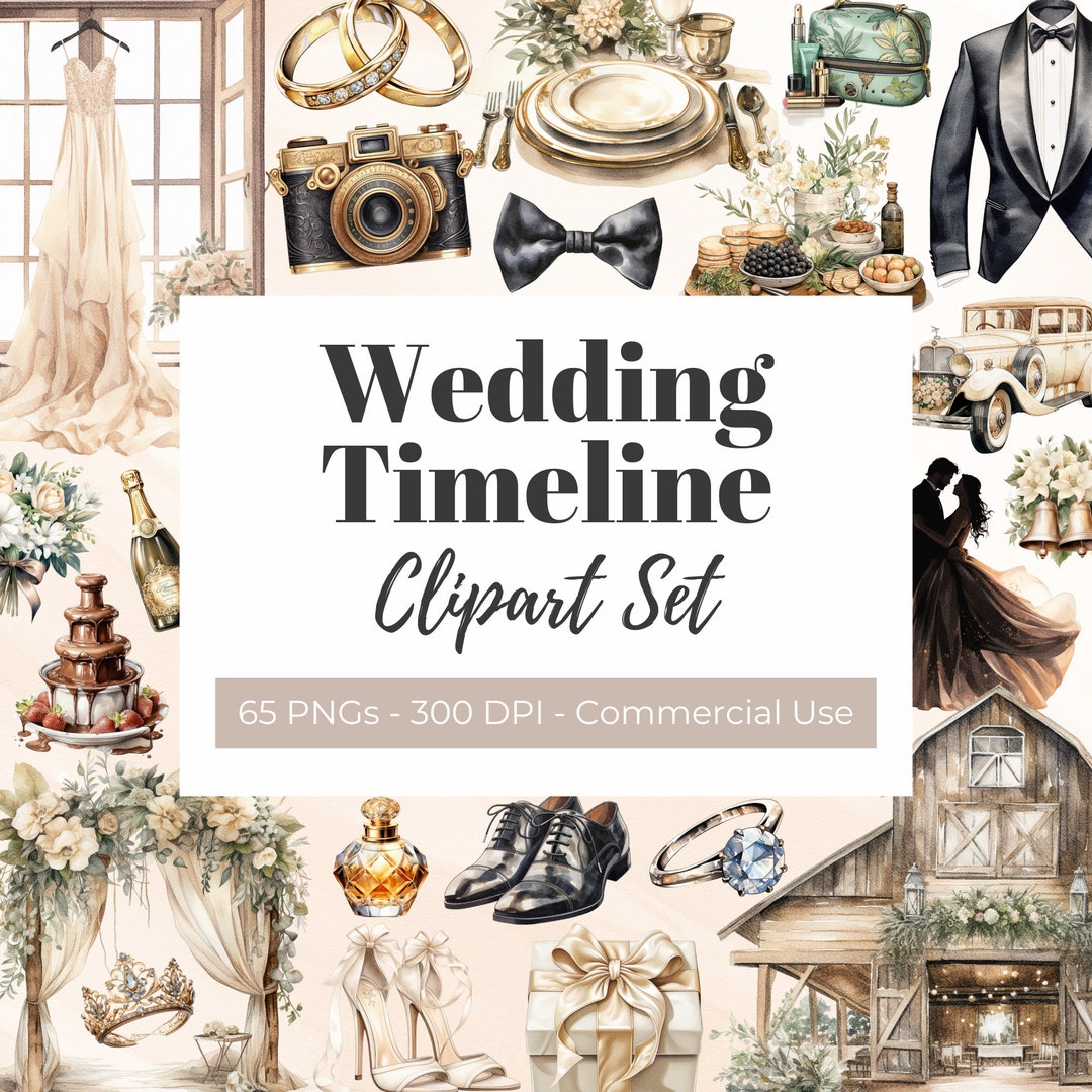Wedding Timeline Icons Clipart, Watercolor Clipart, Wedding Event Icons ...