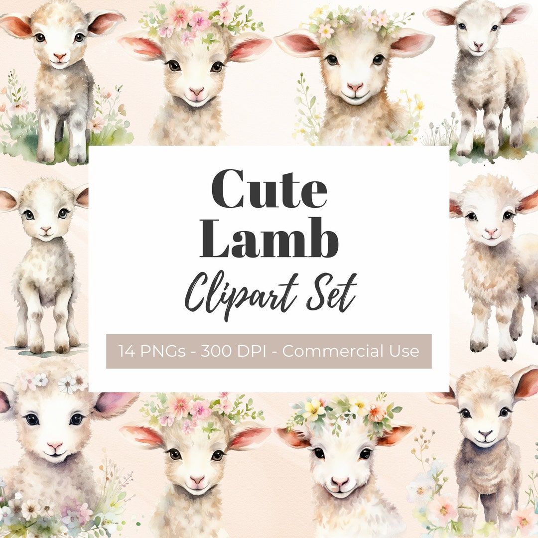 Cute Lamb Clipart, Watercolor Clipart, Baby Sheep Clipart, Spring ...