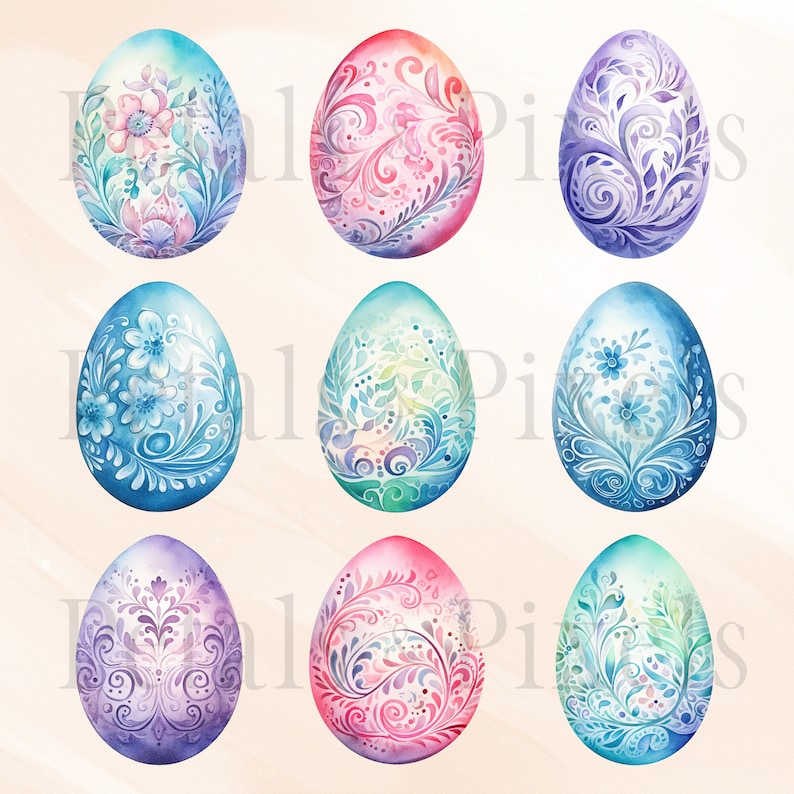 Pastel Easter Egg Clipart, Watercolor Clipart, Spring Clipart, Easter ...