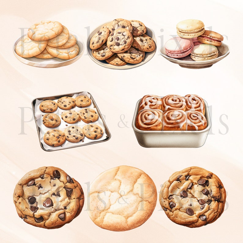 Baked Goods Clipart, Watercolor Clipart, Sweet Treats, Pastry Shop ...