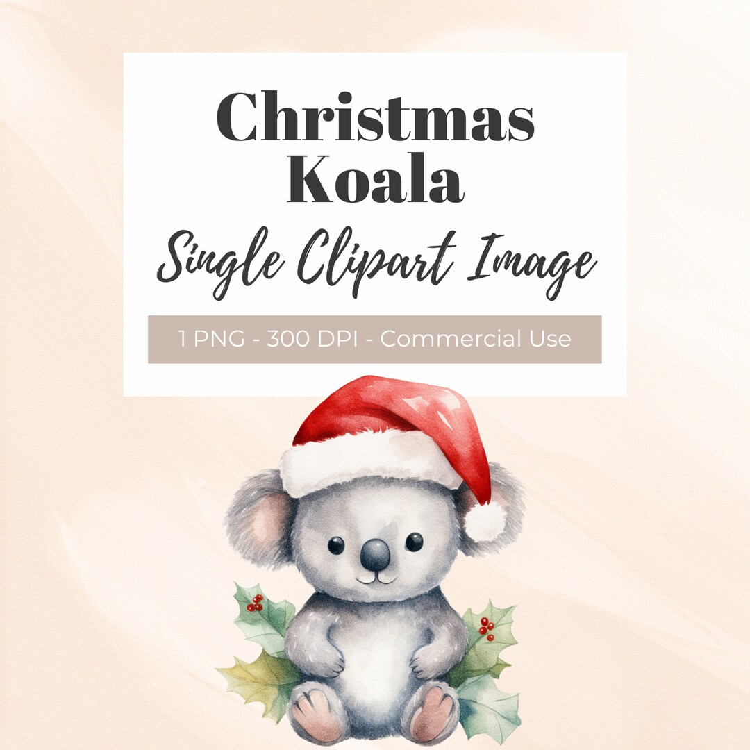 Christmas Koala Clipart, Watercolor Clipart, Winter Clip Art, Holiday ...