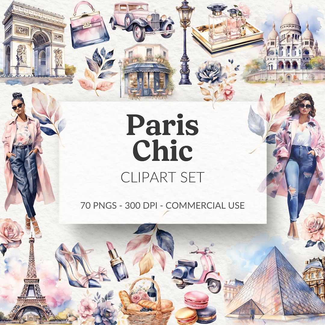 Watercolor Paris Clipart Set, French Fashion Graphics (PNG, 300 DPI) - Etsy